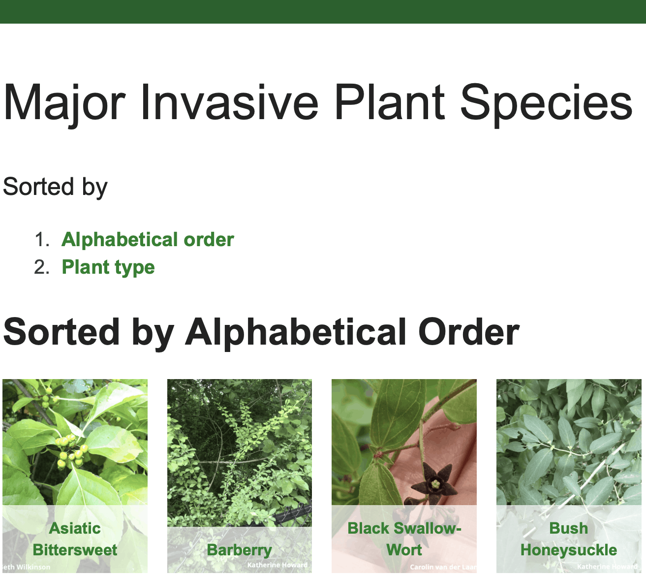 Invasive Species List
